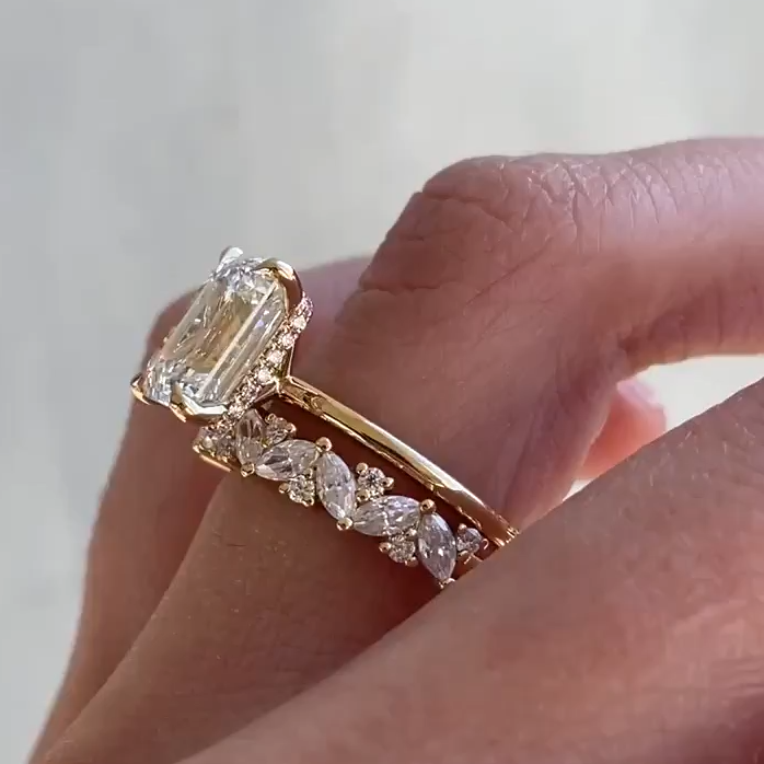 Silver wedding band with gold engagement ring store