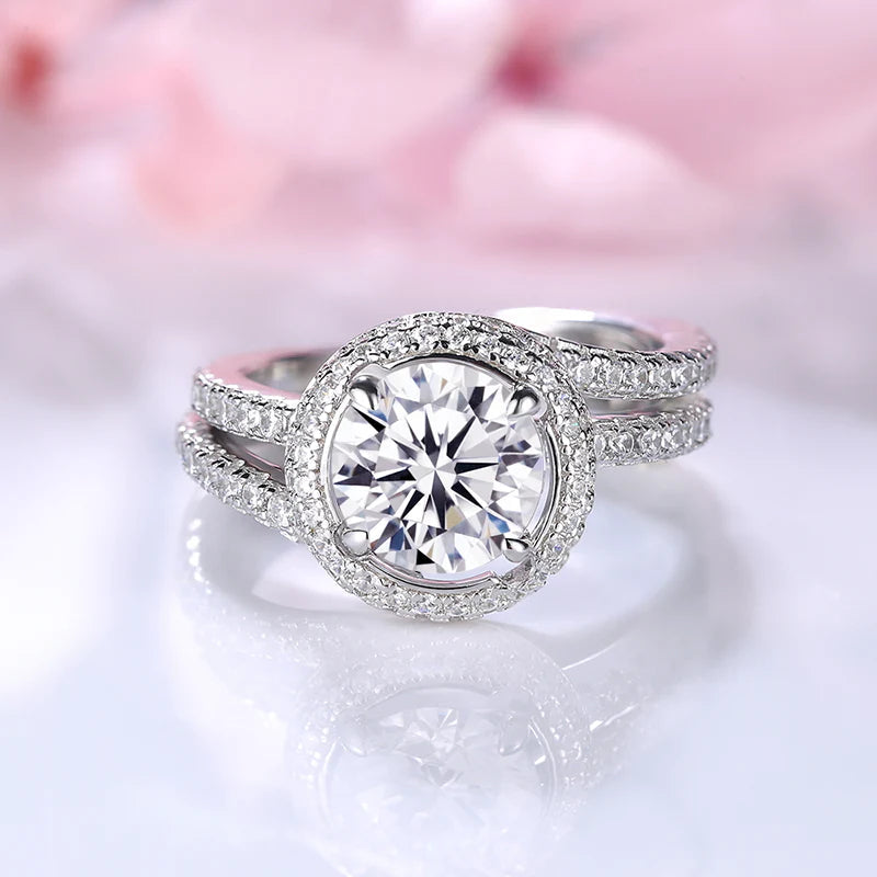 Unique Halo Insert Design Sterling Silver Bridal Set – shine of diamond