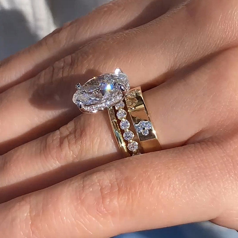 Hidden Halo Radiant Engagement & Wedding Ring Set – Noble Fine Jewelry ...