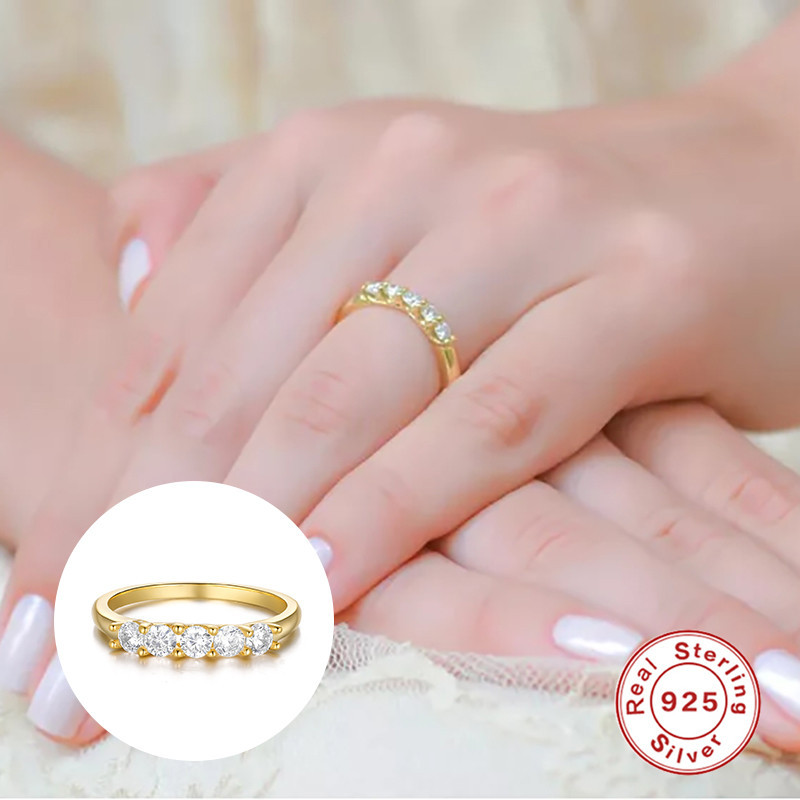 Round Five Stone Diamond Delicate Solitaire Accent Half Eternity ...
