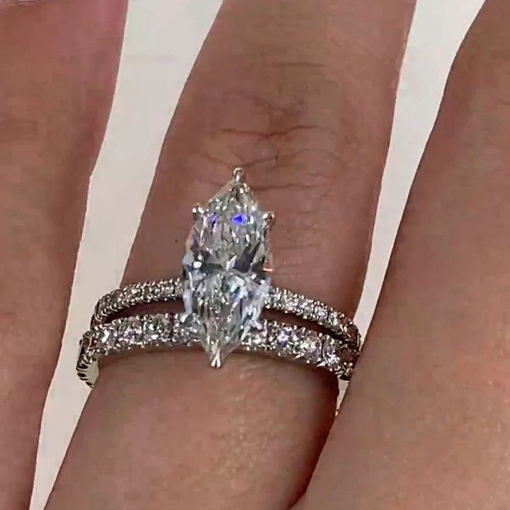 Marquise Cut Engagement Ring & Custom Wedding ring Set – Shine of Diamond