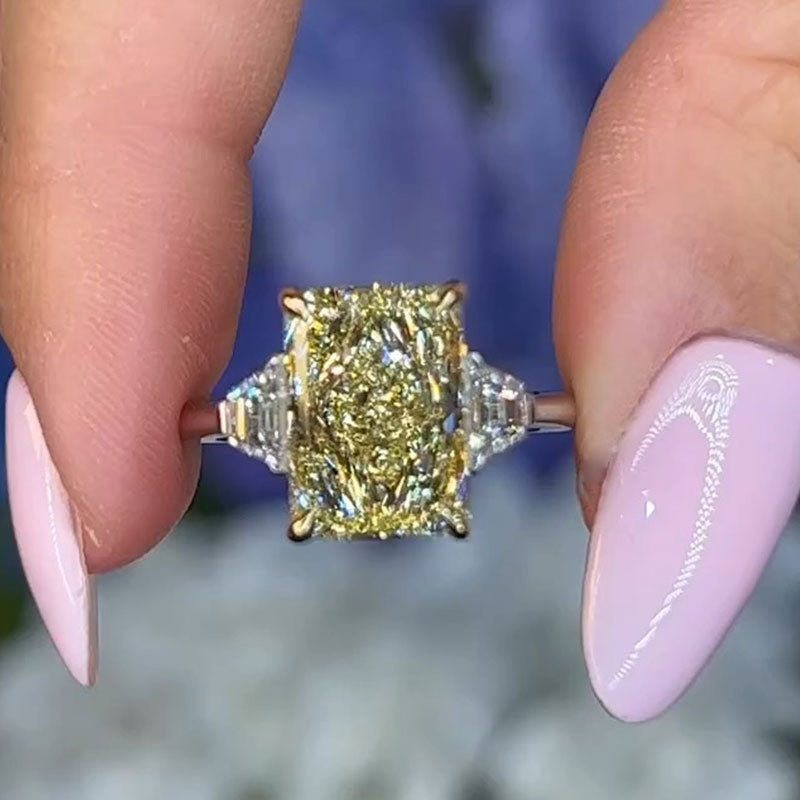 4CT Vintage Yellow Birthstone Radiant Cut Engagement Ring – Shine of ...