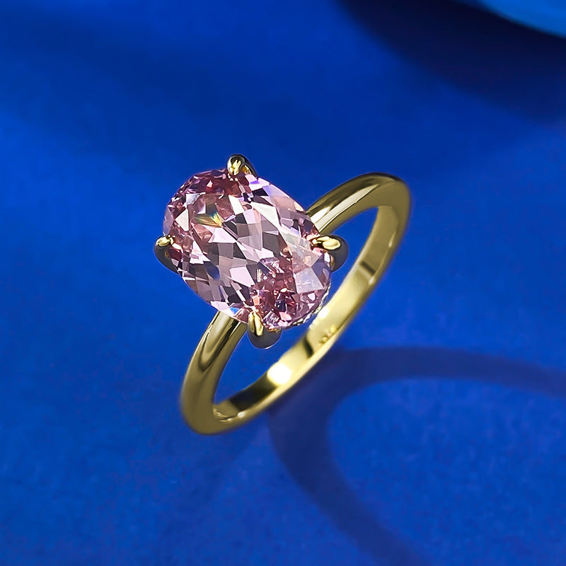 Golden Tone Morgan Oval Cut Engagement Ring in Sterling Silver – Shine ...
