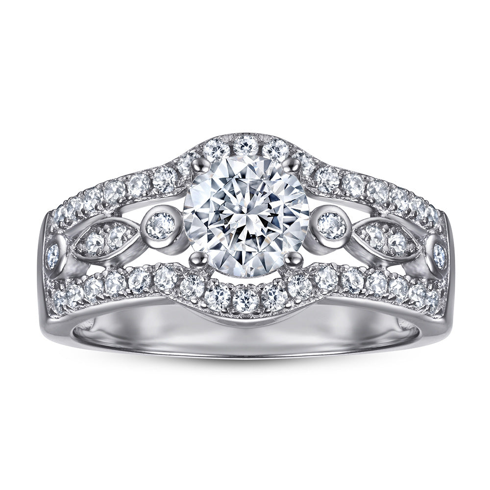 Vintage Hallow Design Round Cut Sterling Silver Ring – Shine of Diamond