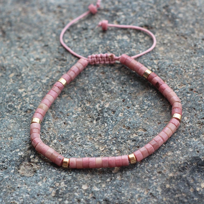 Bohemian Multi-Stone Woven Bracelet – Adjustable Natural Gemstone ...