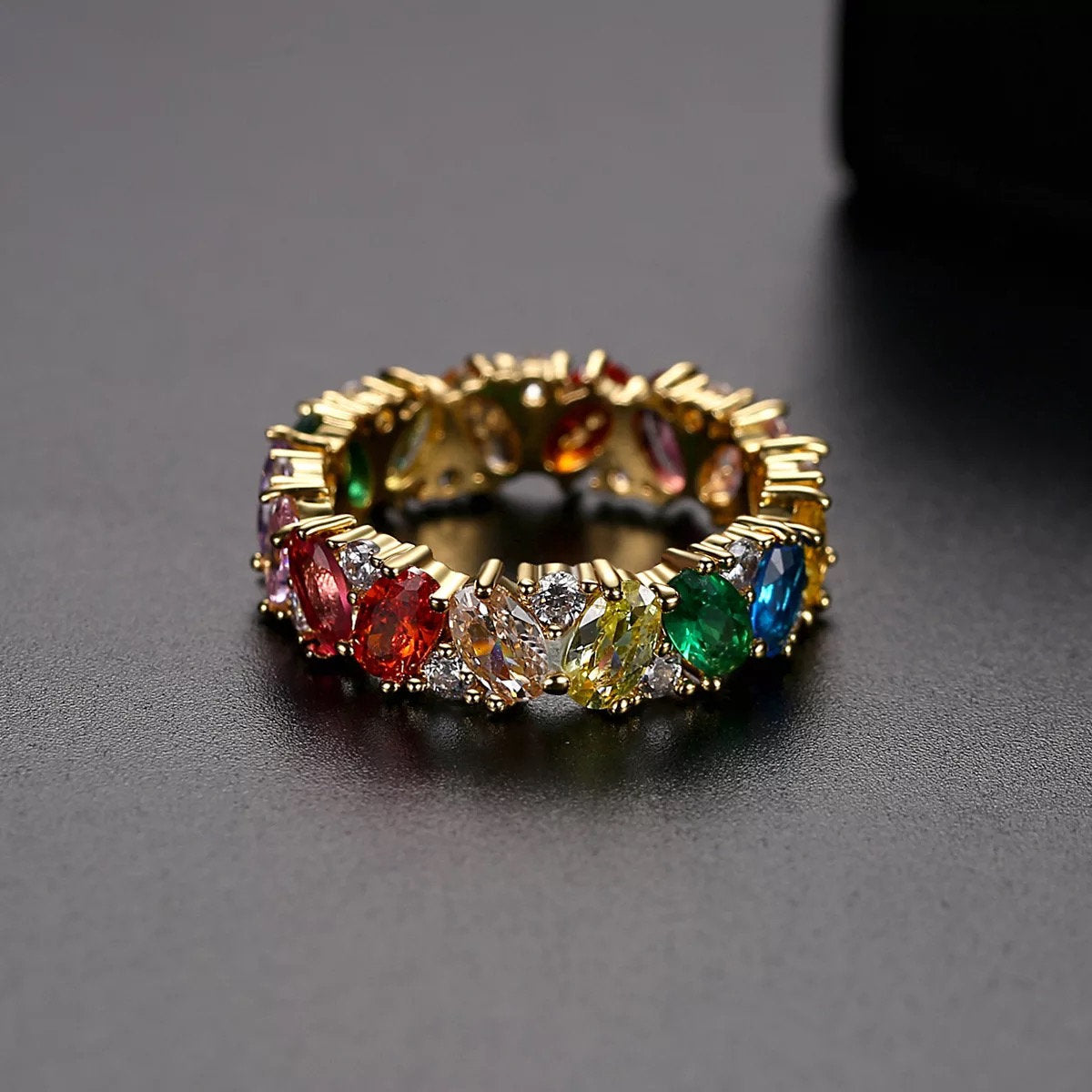 Multi Color Rainbow Color Eternity Ring in Sterling Silver – Shine of ...