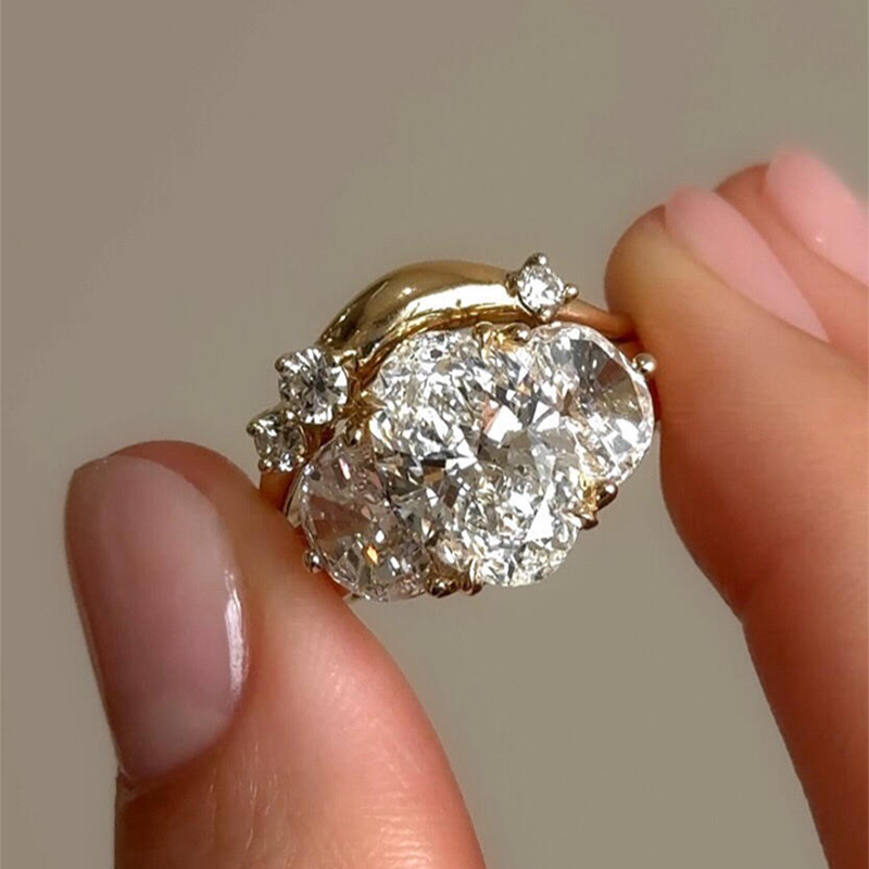 Unique 3 stone ring designs Oval Cut Engagement Ring – Shine of Diamond