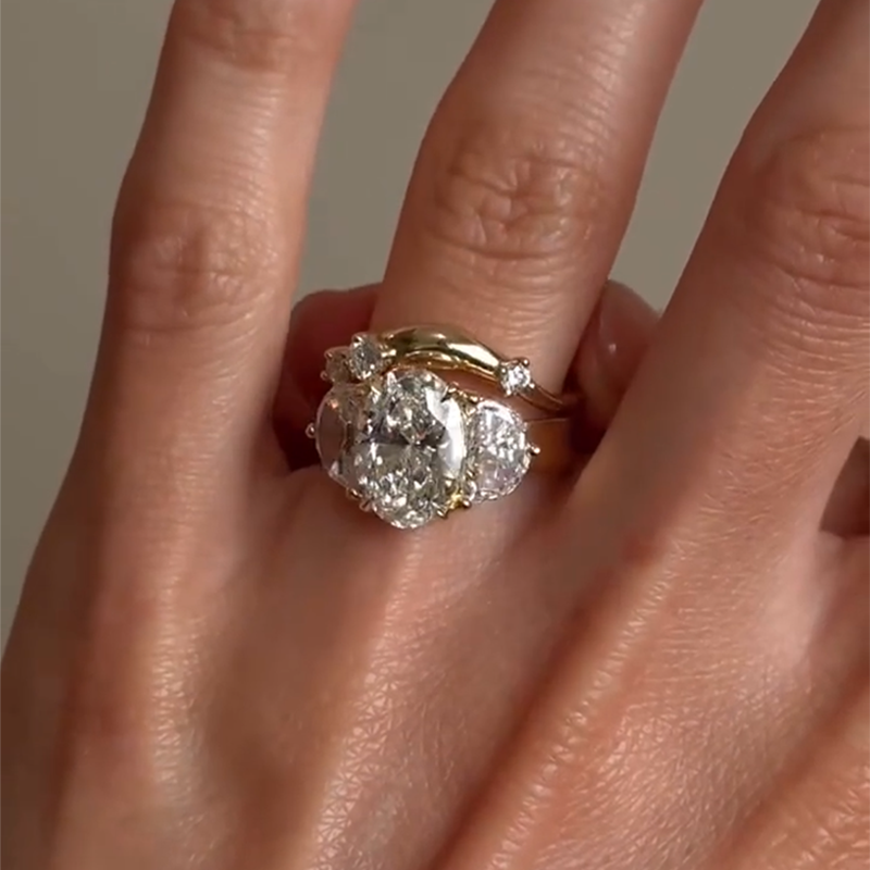 Unique 3 stone ring designs Oval Cut Engagement Ring – Shine of Diamond