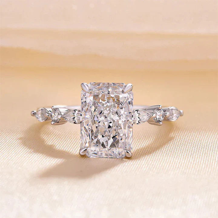 Sparkle Radiant Cut Engagement Ring In Sterling Silver – Shine of Diamond