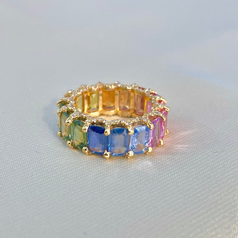 Rainbow Multicolor Eternity Band Ring – Shine of Diamond