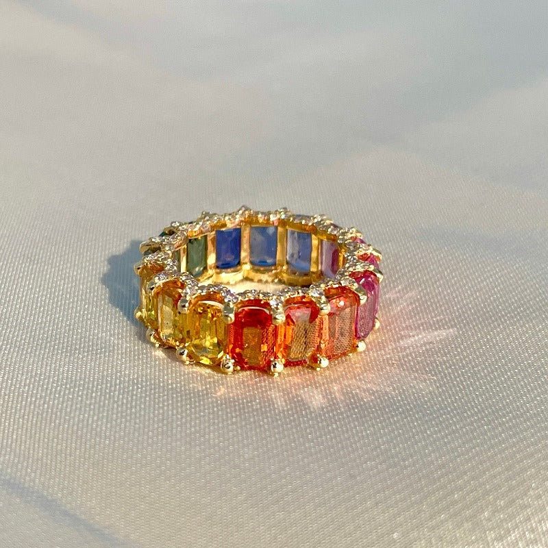 Rainbow Multicolor Eternity Band Ring – Shine of Diamond