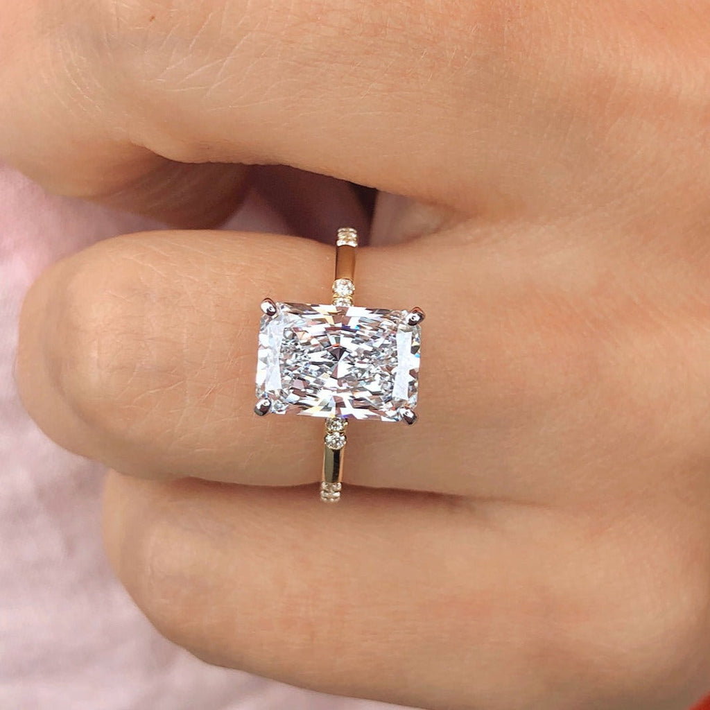 Hidden Halo Radiant Cut Engagement Ring in Sterling Silver – shine of ...