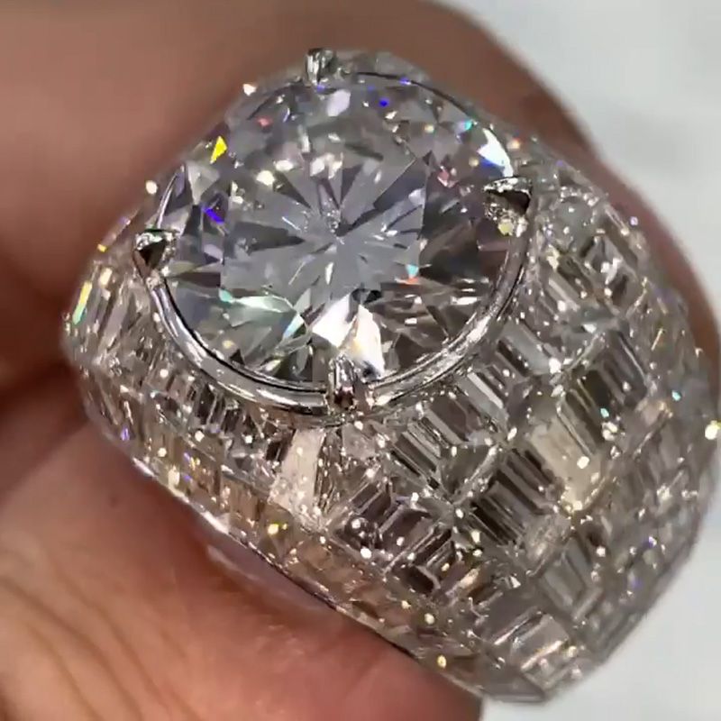 Luxury 6ct Round Cut With Emerald Cut Band Handmade Men's Ring – Shine ...