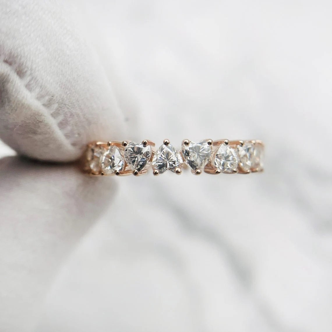 Heart Shape Wedding Band Eternity Ring in Sterling Silver – shine of ...