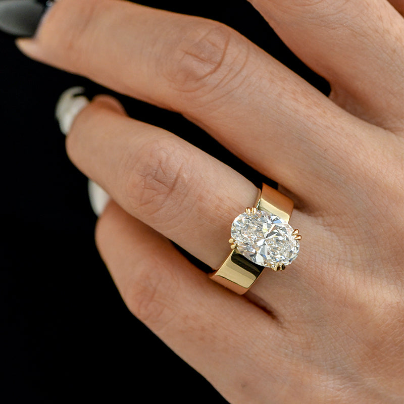 Unique 3 stone ring designs Oval Cut Engagement Ring – Shine of Diamond