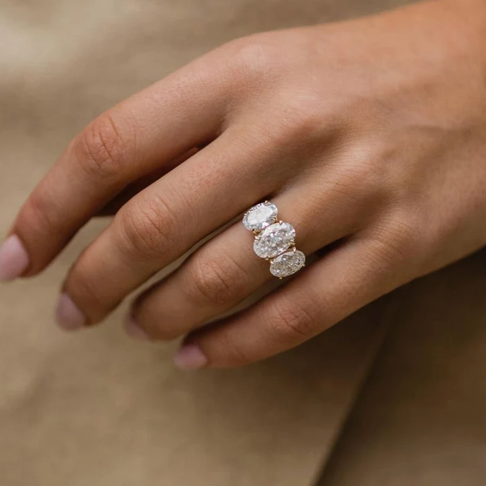 Unique 3 stone ring designs Oval Cut Engagement Ring – Shine of Diamond