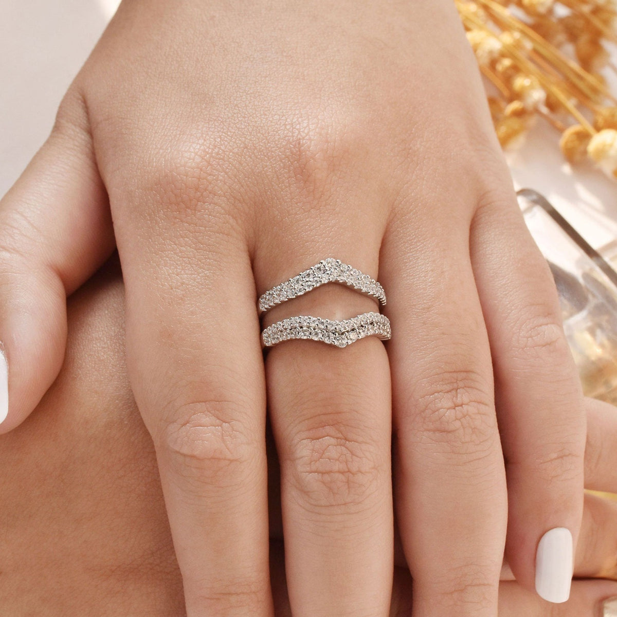 Double Row Elegant Ring Enhancer in Sterling Silver – Shine of Diamond