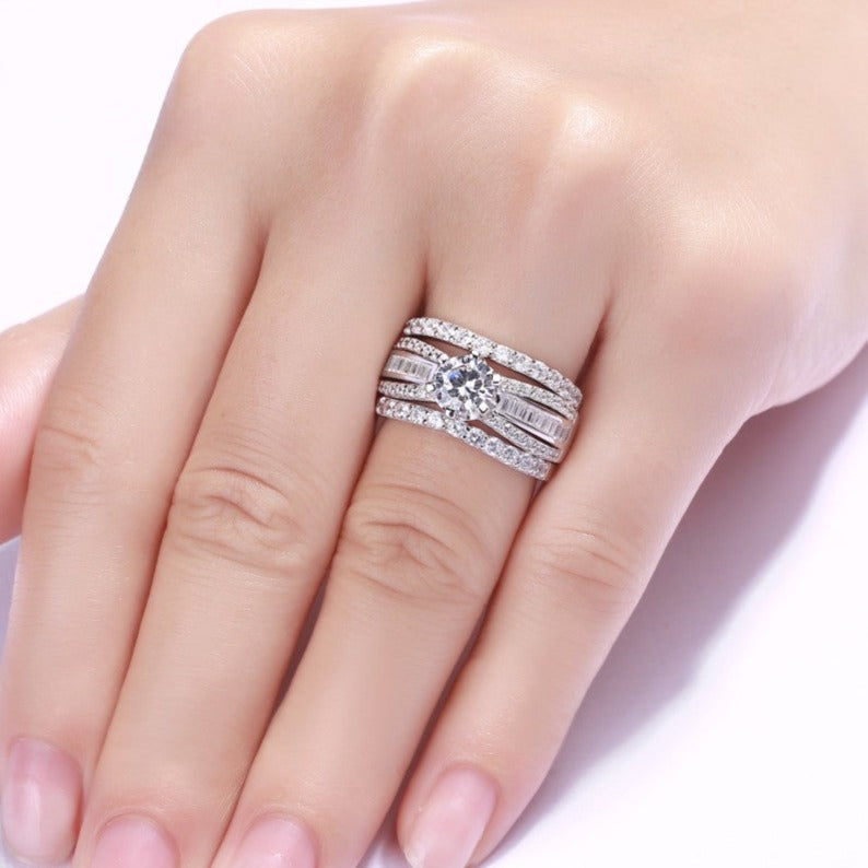 3PCS 1.6CT Round Cut Bridal Ring Set In Sterling Silver – shine of diamond